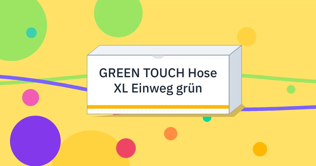 Symbolbild: Packung mit der Aufschrift GREEN TOUCH Hose XL Einweg grün (PZN 04702615) – Verfügbarkeit und Bezug in Apotheken in Frankfurt am Main