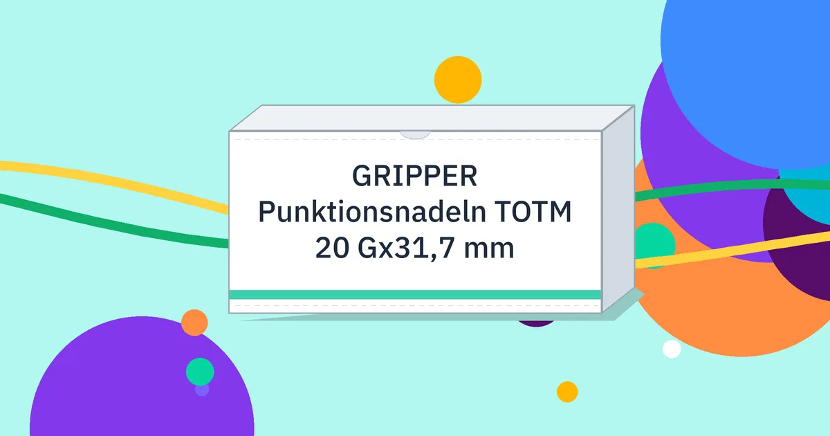 Symbolbild: Packung mit der Aufschrift GRIPPER Punktionsnadeln TOTM 20 Gx31,7 mm (PZN 04481060) – Verfügbarkeit und Bezug in Apotheken in Frankfurt am Main