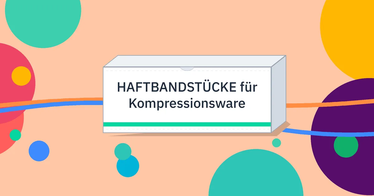 Symbolbild: Packung mit der Aufschrift HAFTBANDSTÜCKE für Kompressionsware (PZN 20318632) – Verfügbarkeit und Bezug in Apotheken in Frankfurt am Main