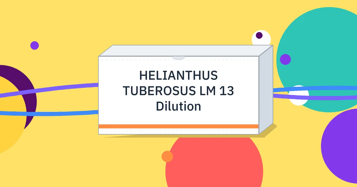 Symbolbild: Packung mit der Aufschrift HELIANTHUS TUBEROSUS LM 13 Dilution (PZN 13551658) – Verfügbarkeit und Bezug in Apotheken in Frankfurt am Main