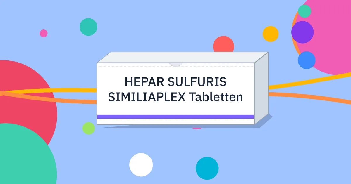 Symbolbild: Packung mit der Aufschrift HEPAR SULFURIS SIMILIAPLEX Tabletten (PZN 07703667) – Verfügbarkeit und Bezug in Apotheken in Frankfurt am Main