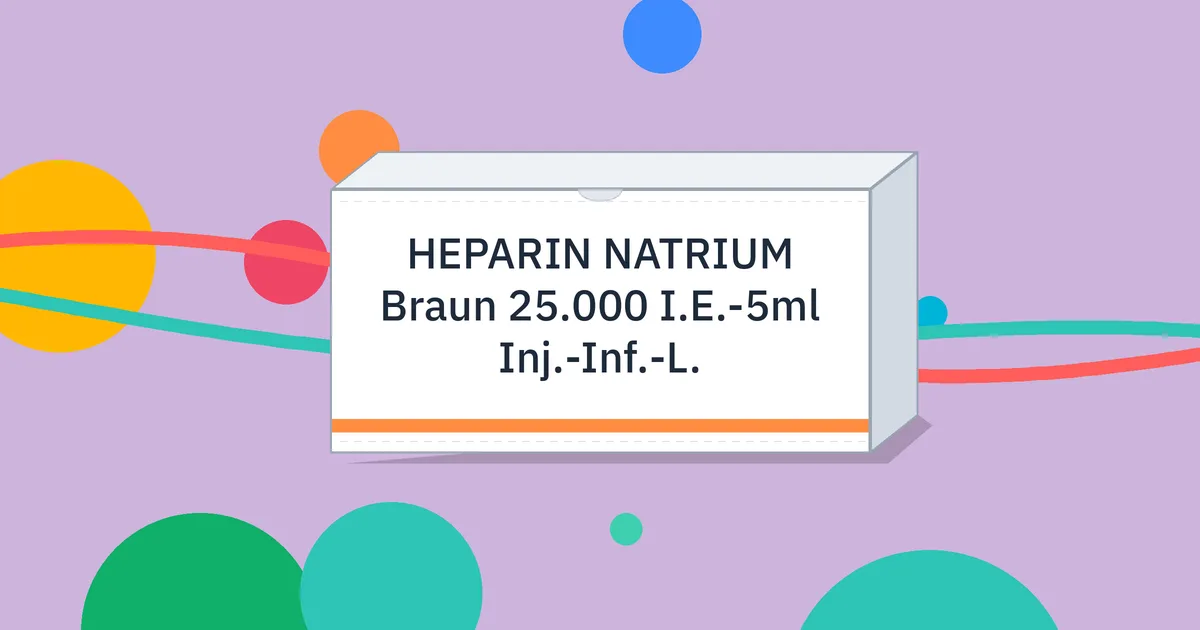 Symbolbild: Packung mit der Aufschrift HEPARIN NATRIUM Braun 25.000 I.E.-5ml Inj.-Inf.-L. (PZN 15782698) – Verfügbarkeit und Bezug in Apotheken in Frankfurt am Main