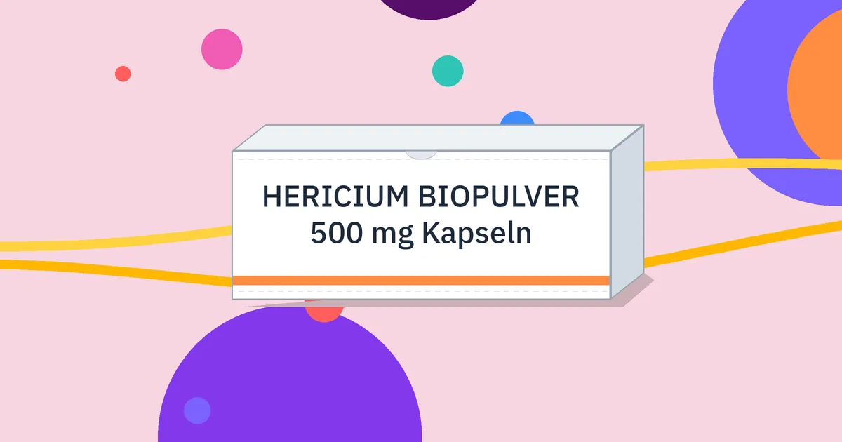 Symbolbild: Packung mit der Aufschrift HERICIUM BIOPULVER 500 mg Kapseln (PZN 10549678) – Verfügbarkeit und Bezug in Apotheken in Frankfurt am Main