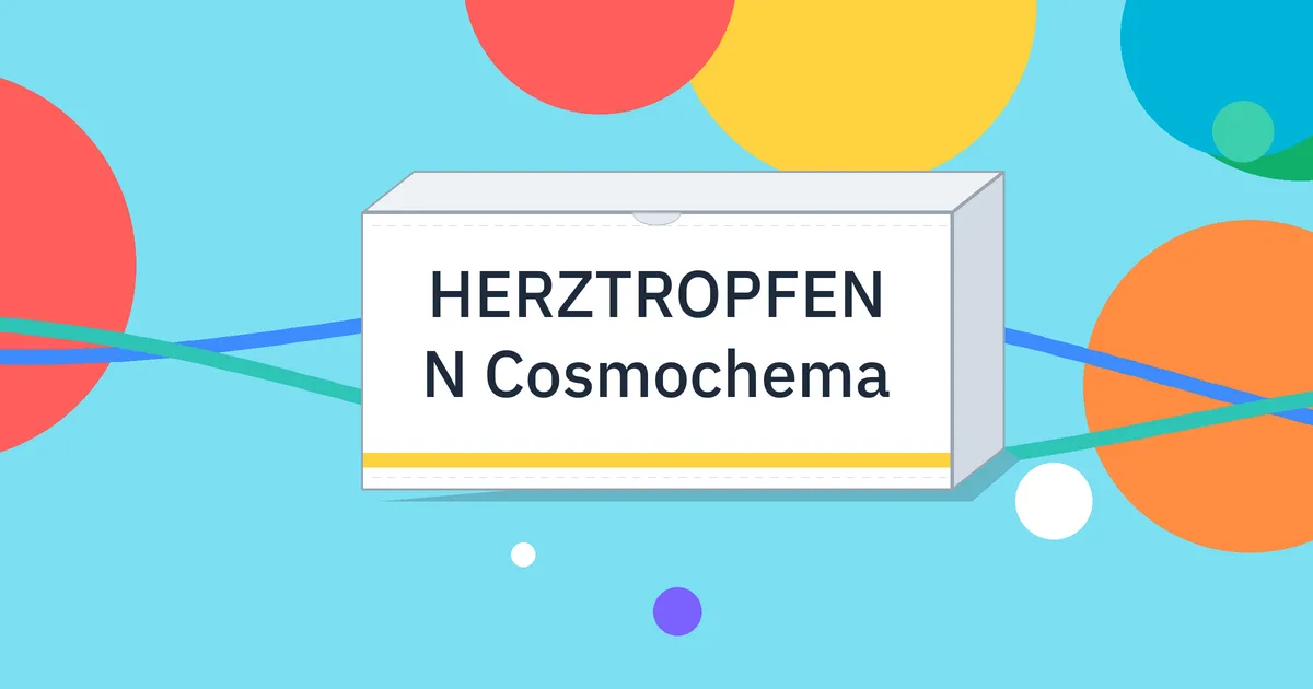 Symbolbild: Packung mit der Aufschrift HERZTROPFEN N Cosmochema (PZN 03914976) – Verfügbarkeit und Bezug in Apotheken in Frankfurt am Main