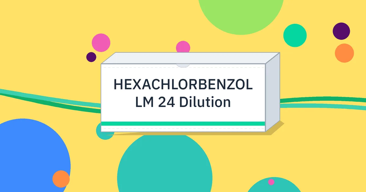 Symbolbild: Packung mit der Aufschrift HEXACHLORBENZOL LM 24 Dilution (PZN 12888953) – Verfügbarkeit und Bezug in Apotheken in Frankfurt am Main