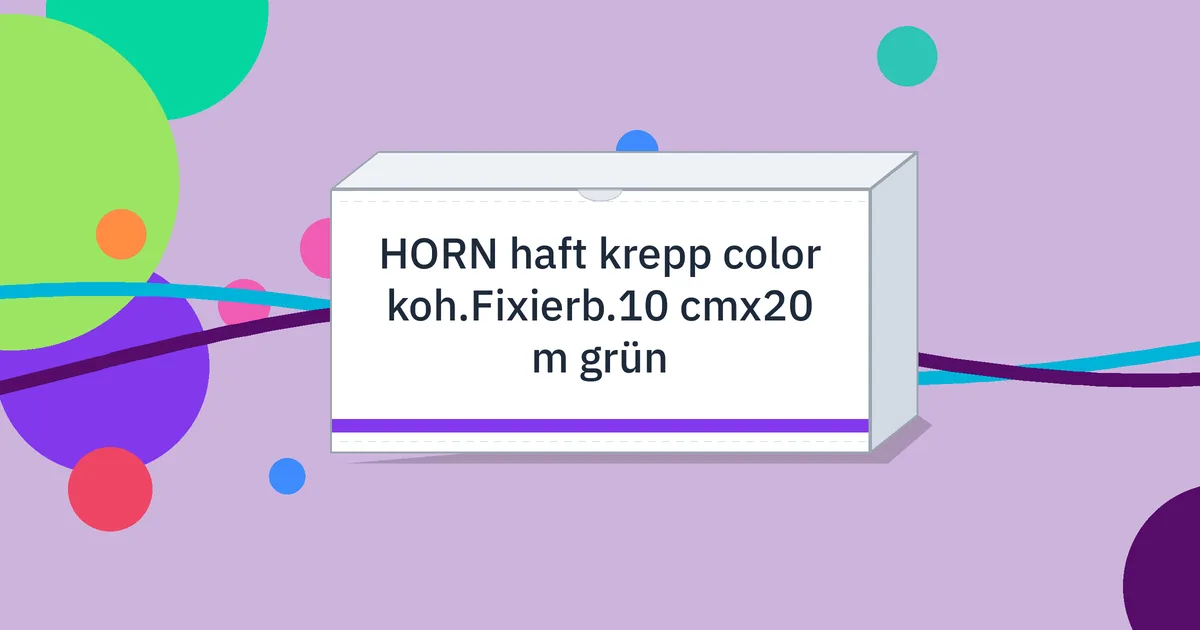Symbolbild: Packung mit der Aufschrift HORN haft krepp color koh.Fixierb.10 cmx20 m grün (PZN 03895291) – Verfügbarkeit und Bezug in Apotheken in Frankfurt am Main