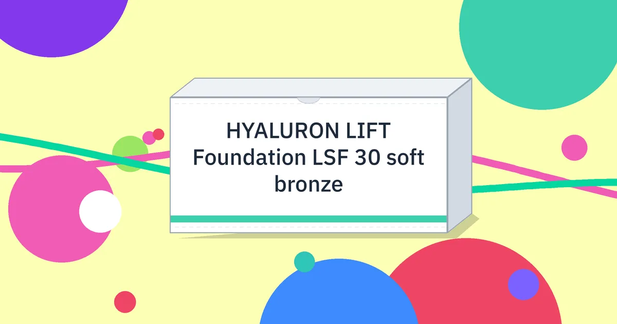 Symbolbild: Packung mit der Aufschrift HYALURON LIFT Foundation LSF 30 soft bronze (PZN 15580888) – Verfügbarkeit und Bezug in Apotheken in Frankfurt am Main