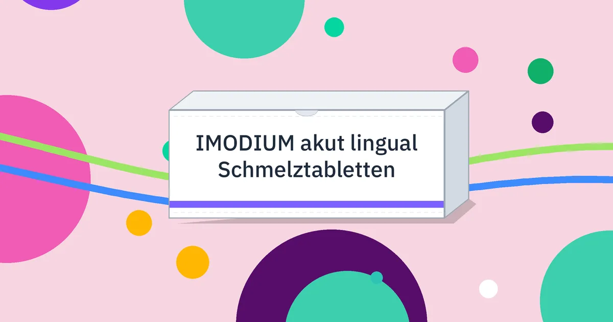 Symbolbild: Packung mit der Aufschrift IMODIUM akut lingual Schmelztabletten (PZN 19891444) – Verfügbarkeit und Bezug in Apotheken in Frankfurt am Main
