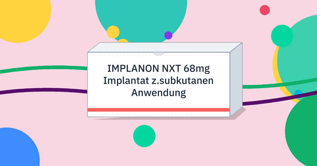 Symbolbild: Packung mit der Aufschrift IMPLANON NXT 68mg Implantat z.subkutanen Anwendung (PZN 01175598) – Verfügbarkeit und Bezug in Apotheken in Frankfurt am Main