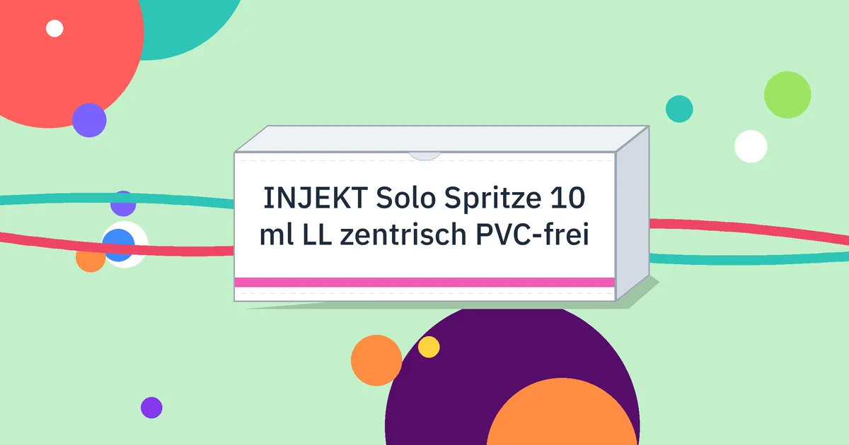 Symbolbild: Packung mit der Aufschrift INJEKT Solo Spritze 10 ml LL zentrisch PVC-frei (PZN 00611005) – Verfügbarkeit und Bezug in Apotheken in Frankfurt am Main