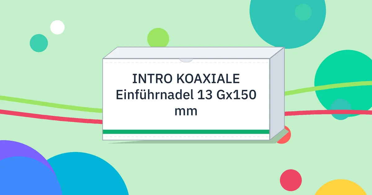 Symbolbild: Packung mit der Aufschrift INTRO KOAXIALE Einführnadel 13 Gx150 mm (PZN 19737051) – Verfügbarkeit und Bezug in Apotheken in Frankfurt am Main