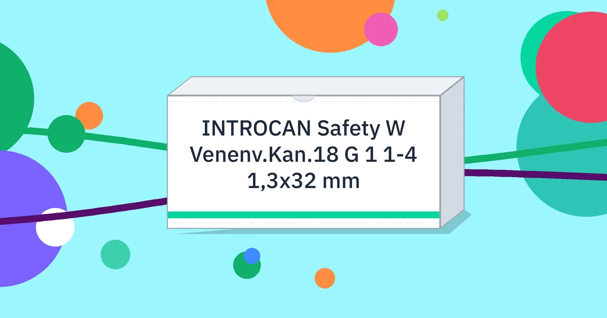 Symbolbild: Packung mit der Aufschrift INTROCAN Safety W Venenv.Kan.18 G 1 1-4 1,3x32 mm (PZN 19527431) – Verfügbarkeit und Bezug in Apotheken in Frankfurt am Main
