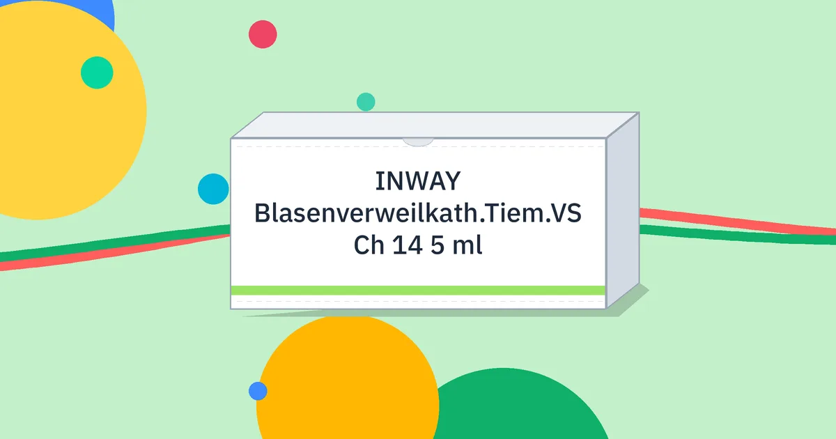Symbolbild: Packung mit der Aufschrift INWAY Blasenverweilkath.Tiem.VS Ch 14 5 ml (PZN 00048432) – Verfügbarkeit und Bezug in Apotheken in Frankfurt am Main