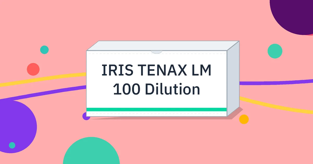 Symbolbild: Packung mit der Aufschrift IRIS TENAX LM 100 Dilution (PZN 12914656) – Verfügbarkeit und Bezug in Apotheken in Frankfurt am Main