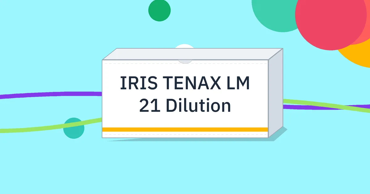 Symbolbild: Packung mit der Aufschrift IRIS TENAX LM 21 Dilution (PZN 12914484) – Verfügbarkeit und Bezug in Apotheken in Frankfurt am Main