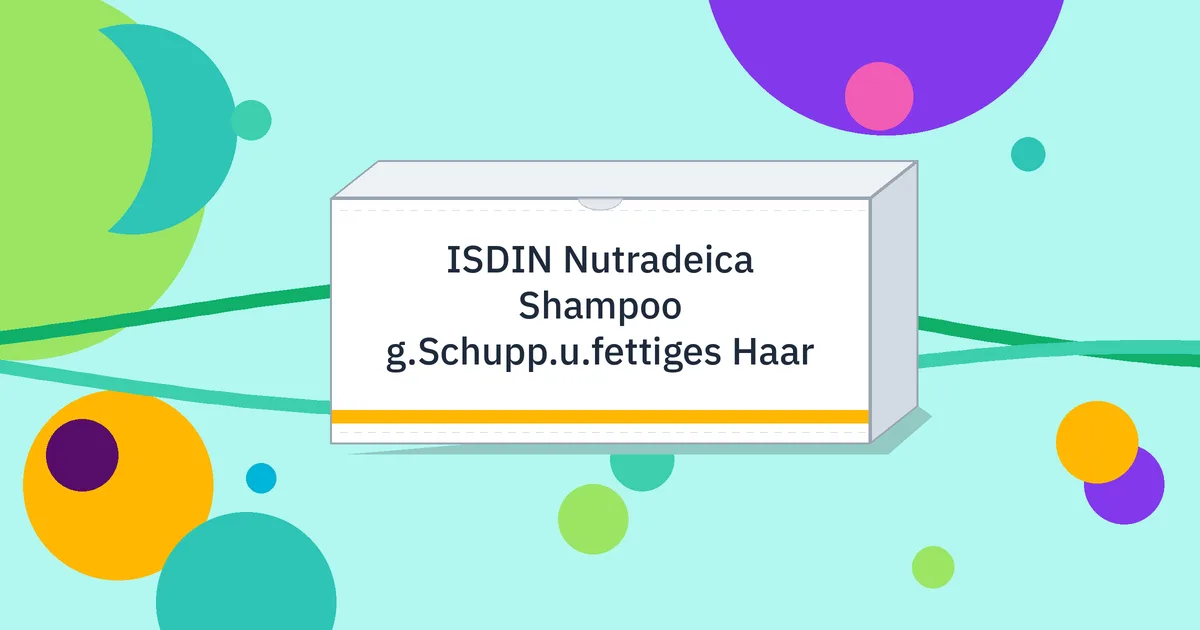 Symbolbild: Packung mit der Aufschrift ISDIN Nutradeica Shampoo g.Schupp.u.fettiges Haar (PZN 15628833) – Verfügbarkeit und Bezug in Apotheken in Frankfurt am Main
