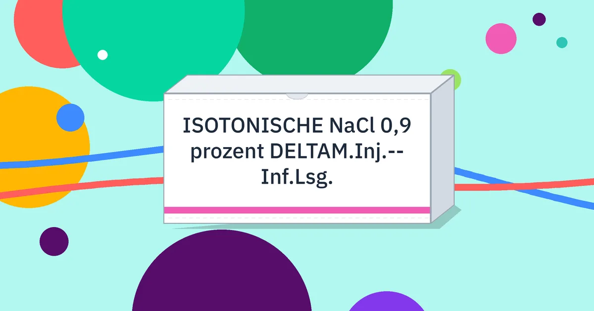 Symbolbild: Packung mit der Aufschrift ISOTONISCHE NaCl 0,9 prozent DELTAM.Inj.--Inf.Lsg. (PZN 14021520) – Verfügbarkeit und Bezug in Apotheken in Frankfurt am Main