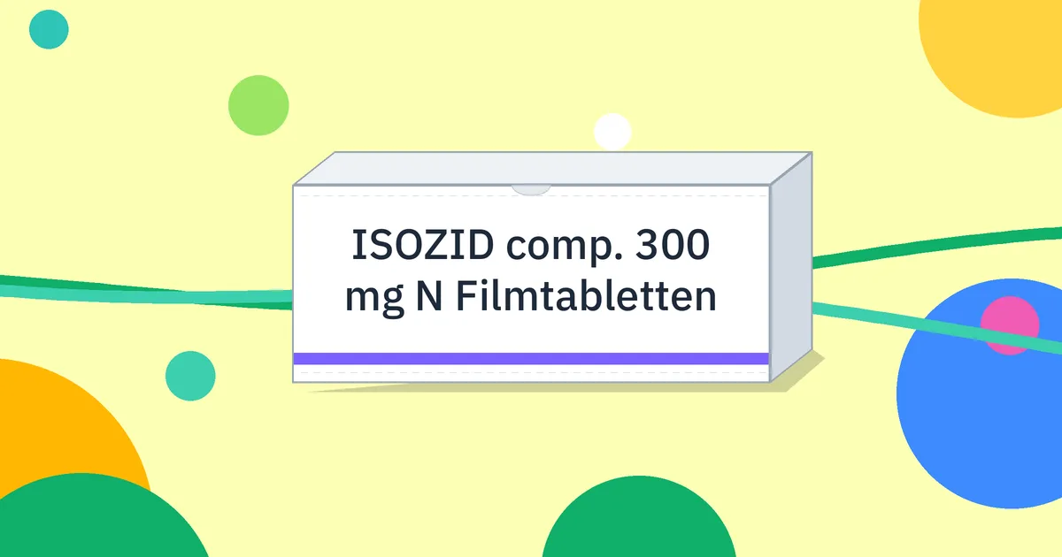 Symbolbild: Packung mit der Aufschrift ISOZID comp. 300 mg N Filmtabletten (PZN 04810055) – Verfügbarkeit und Bezug in Apotheken in Frankfurt am Main