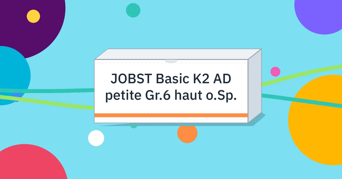 Symbolbild: Packung mit der Aufschrift JOBST Basic K2 AD petite Gr.6 haut o.Sp. (PZN 11249257) – Verfügbarkeit und Bezug in Apotheken in Frankfurt am Main