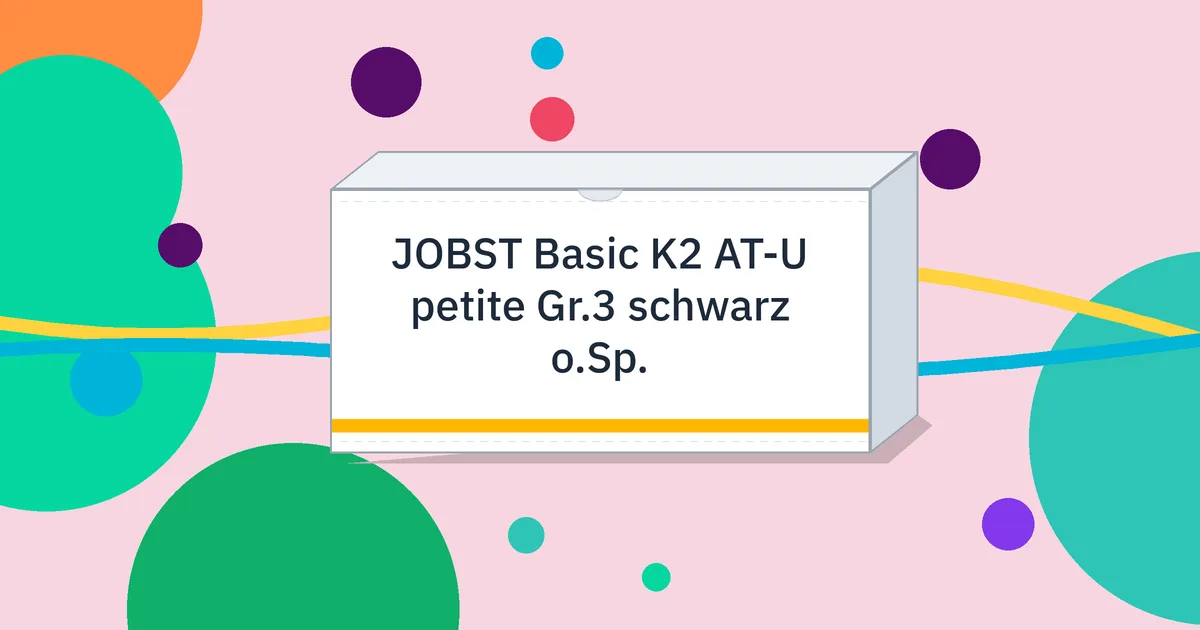 Symbolbild: Packung mit der Aufschrift JOBST Basic K2 AT-U petite Gr.3 schwarz o.Sp. (PZN 15312076) – Verfügbarkeit und Bezug in Apotheken in Frankfurt am Main