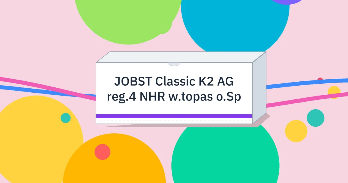 Symbolbild: Packung mit der Aufschrift JOBST Classic K2 AG reg.4 NHR w.topas o.Sp (PZN 13064036) – Verfügbarkeit und Bezug in Apotheken in Frankfurt am Main