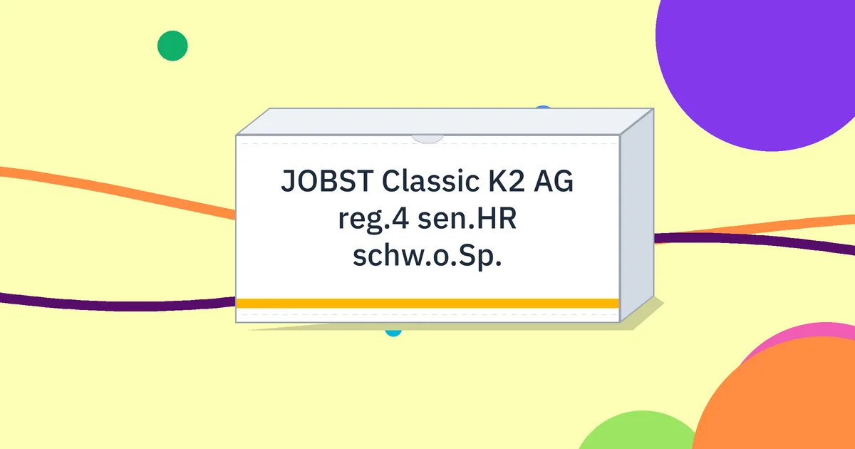 Symbolbild: Packung mit der Aufschrift JOBST Classic K2 AG reg.4 sen.HR schw.o.Sp. (PZN 17960081) – Verfügbarkeit und Bezug in Apotheken in Frankfurt am Main