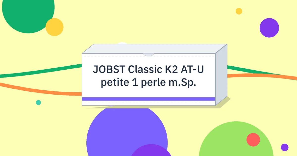 Symbolbild: Packung mit der Aufschrift JOBST Classic K2 AT-U petite 1 perle m.Sp. (PZN 13068063) – Verfügbarkeit und Bezug in Apotheken in Frankfurt am Main