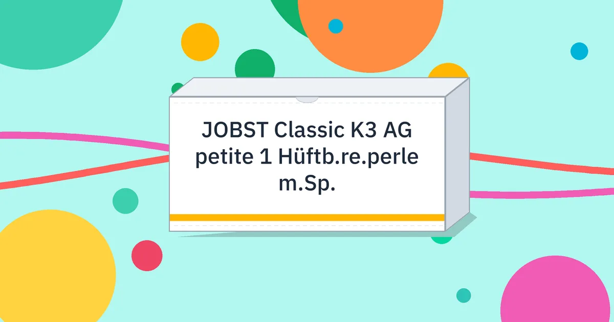 Symbolbild: Packung mit der Aufschrift JOBST Classic K3 AG petite 1 Hüftb.re.perle m.Sp. (PZN 13074856) – Verfügbarkeit und Bezug in Apotheken in Frankfurt am Main