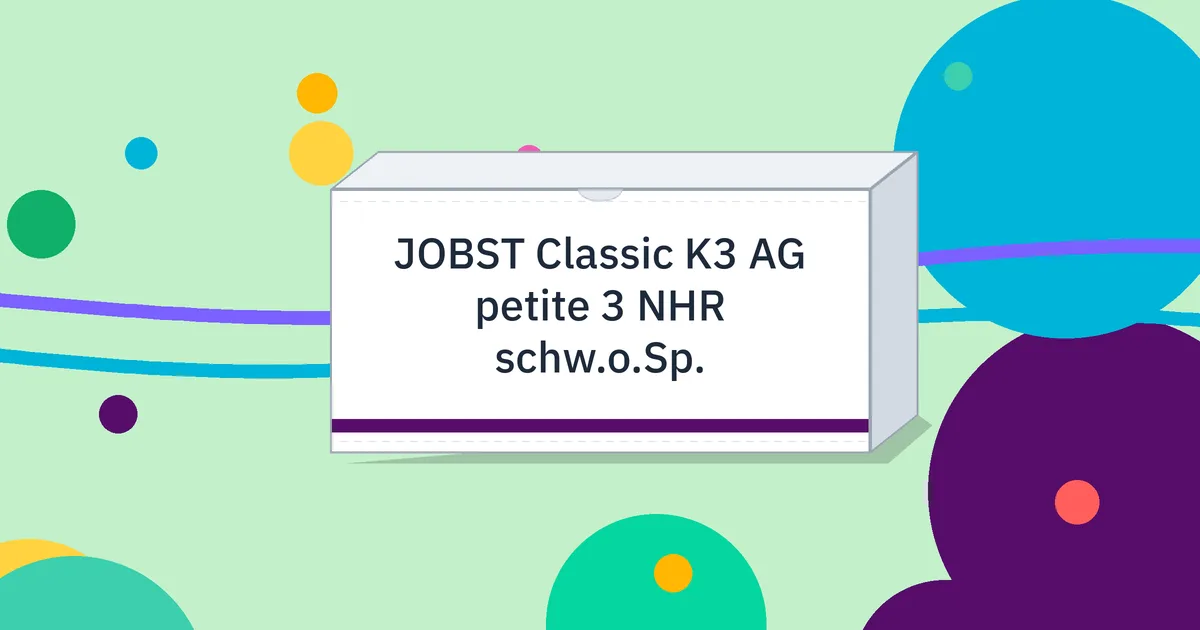 Symbolbild: Packung mit der Aufschrift JOBST Classic K3 AG petite 3 NHR schw.o.Sp. (PZN 13072998) – Verfügbarkeit und Bezug in Apotheken in Frankfurt am Main