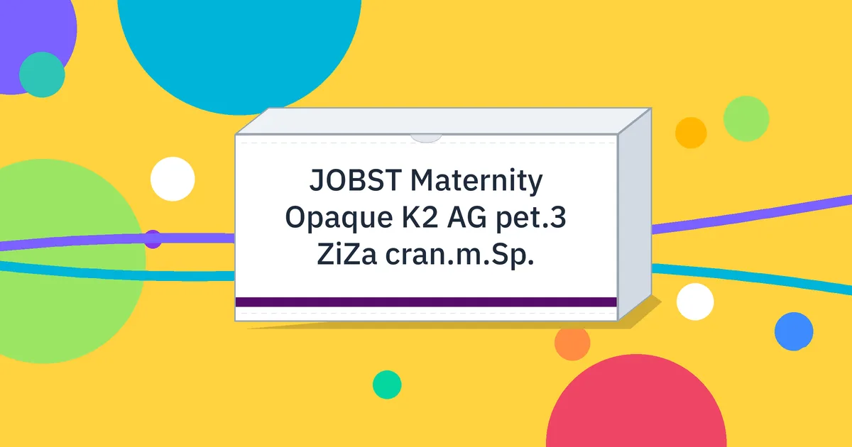 Symbolbild: Packung mit der Aufschrift JOBST Maternity Opaque K2 AG pet.3 ZiZa cran.m.Sp. (PZN 15858444) – Verfügbarkeit und Bezug in Apotheken in Frankfurt am Main