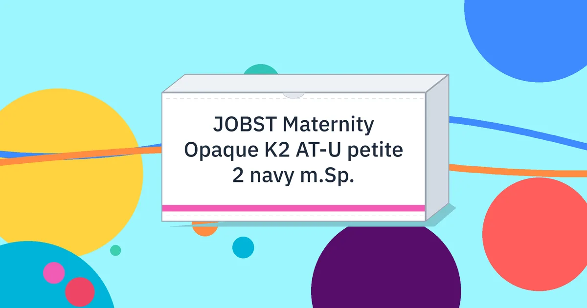 Symbolbild: Packung mit der Aufschrift JOBST Maternity Opaque K2 AT-U petite 2 navy m.Sp. (PZN 15861268) – Verfügbarkeit und Bezug in Apotheken in Frankfurt am Main