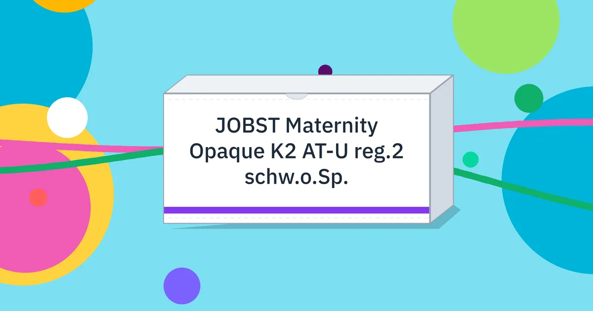 Symbolbild: Packung mit der Aufschrift JOBST Maternity Opaque K2 AT-U reg.2 schw.o.Sp. (PZN 15853990) – Verfügbarkeit und Bezug in Apotheken in Frankfurt am Main