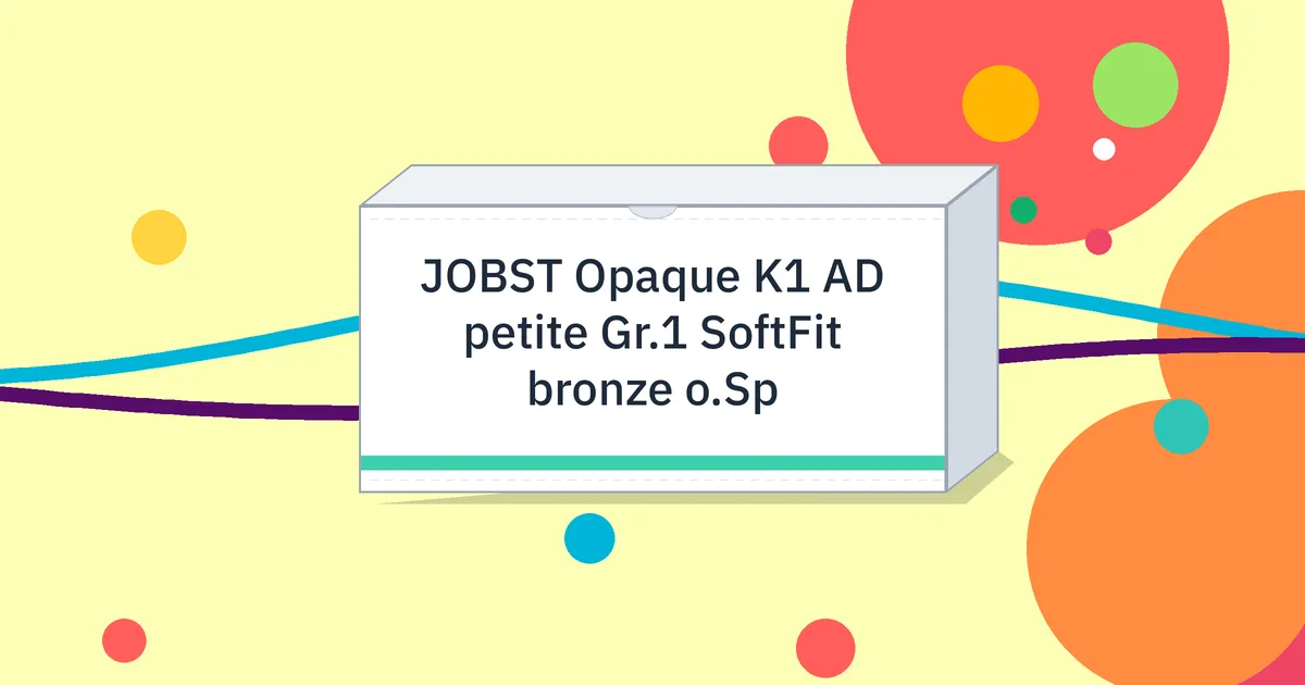 Symbolbild: Packung mit der Aufschrift JOBST Opaque K1 AD petite Gr.1 SoftFit bronze o.Sp (PZN 13080348) – Verfügbarkeit und Bezug in Apotheken in Frankfurt am Main