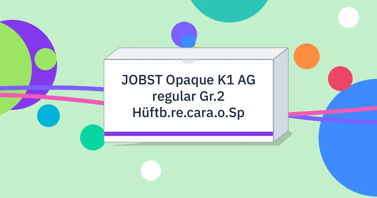 Symbolbild: Packung mit der Aufschrift JOBST Opaque K1 AG regular Gr.2 Hüftb.re.cara.o.Sp (PZN 13101487) – Verfügbarkeit und Bezug in Apotheken in Frankfurt am Main