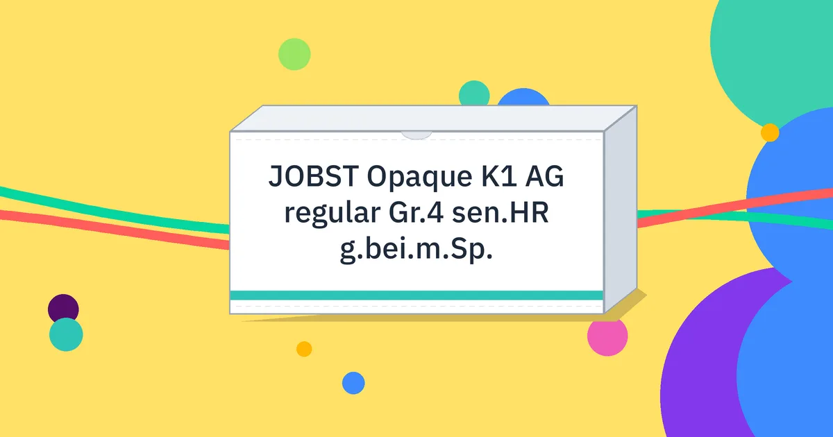 Symbolbild: Packung mit der Aufschrift JOBST Opaque K1 AG regular Gr.4 sen.HR g.bei.m.Sp. (PZN 16265835) – Verfügbarkeit und Bezug in Apotheken in Frankfurt am Main