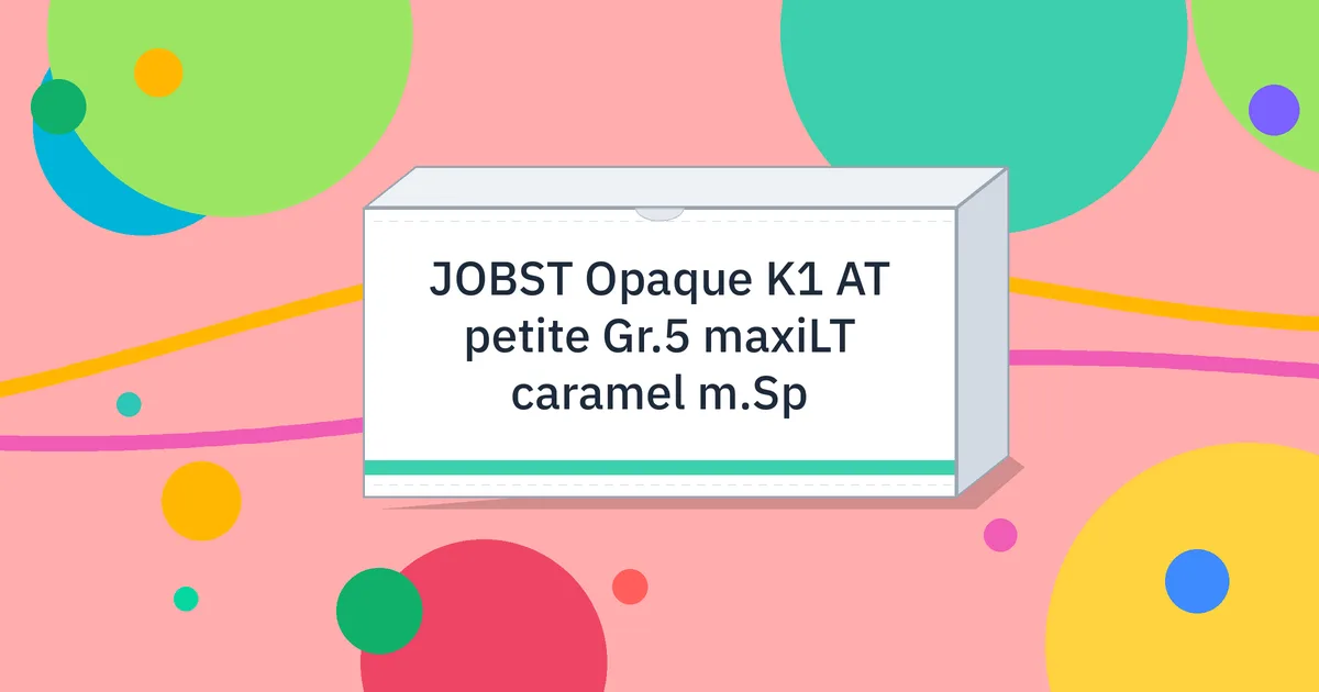 Symbolbild: Packung mit der Aufschrift JOBST Opaque K1 AT petite Gr.5 maxiLT caramel m.Sp (PZN 13102624) – Verfügbarkeit und Bezug in Apotheken in Frankfurt am Main