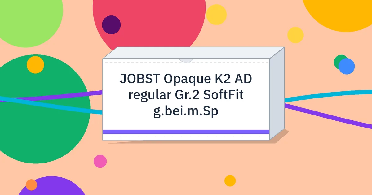 Symbolbild: Packung mit der Aufschrift JOBST Opaque K2 AD regular Gr.2 SoftFit g.bei.m.Sp (PZN 16277666) – Verfügbarkeit und Bezug in Apotheken in Frankfurt am Main