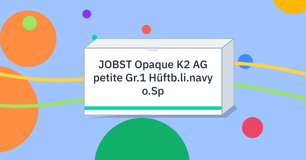 Symbolbild: Packung mit der Aufschrift JOBST Opaque K2 AG petite Gr.1 Hüftb.li.navy o.Sp (PZN 13113941) – Verfügbarkeit und Bezug in Apotheken in Frankfurt am Main