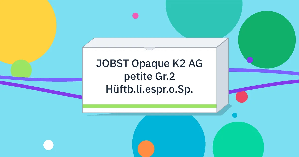 Symbolbild: Packung mit der Aufschrift JOBST Opaque K2 AG petite Gr.2 Hüftb.li.espr.o.Sp. (PZN 16288457) – Verfügbarkeit und Bezug in Apotheken in Frankfurt am Main