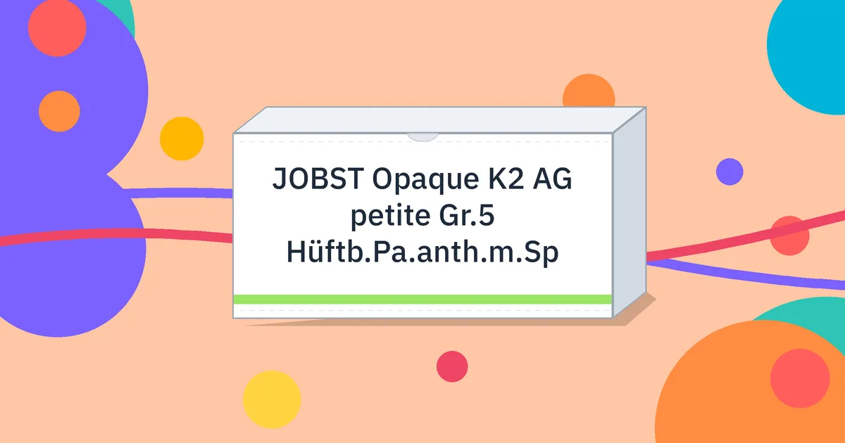 Symbolbild: Packung mit der Aufschrift JOBST Opaque K2 AG petite Gr.5 Hüftb.Pa.anth.m.Sp (PZN 16288977) – Verfügbarkeit und Bezug in Apotheken in Frankfurt am Main