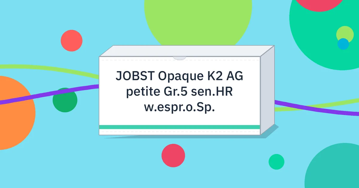 Symbolbild: Packung mit der Aufschrift JOBST Opaque K2 AG petite Gr.5 sen.HR w.espr.o.Sp. (PZN 16286004) – Verfügbarkeit und Bezug in Apotheken in Frankfurt am Main