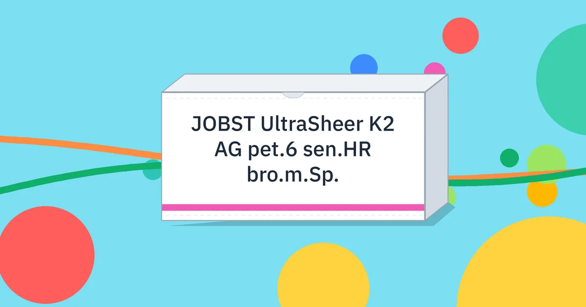 Symbolbild: Packung mit der Aufschrift JOBST UltraSheer K2 AG pet.6 sen.HR bro.m.Sp. (PZN 13141334) – Verfügbarkeit und Bezug in Apotheken in Frankfurt am Main