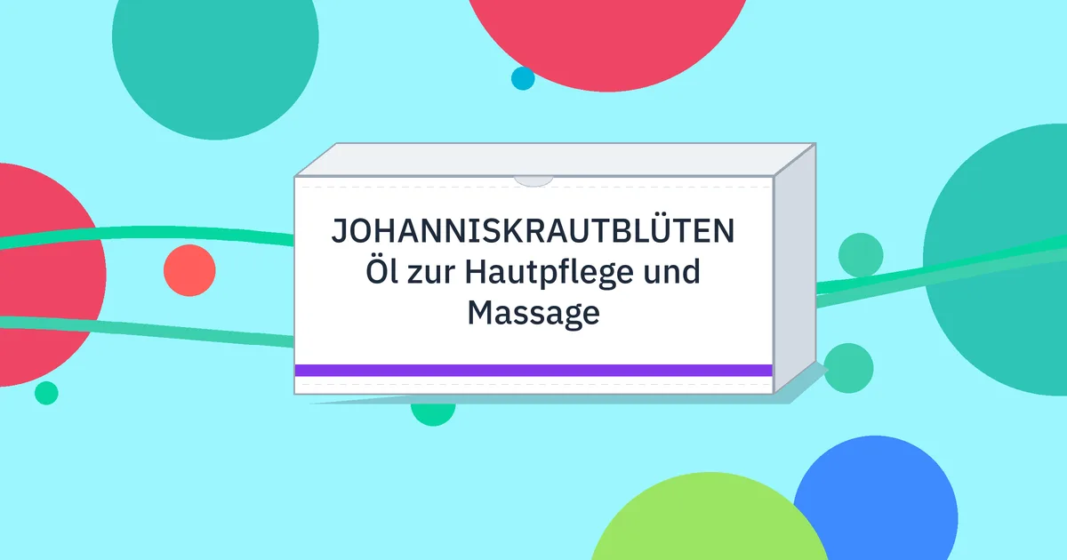 Symbolbild: Packung mit der Aufschrift JOHANNISKRAUTBLÜTEN Öl zur Hautpflege und Massage (PZN 17429279) – Verfügbarkeit und Bezug in Apotheken in Frankfurt am Main