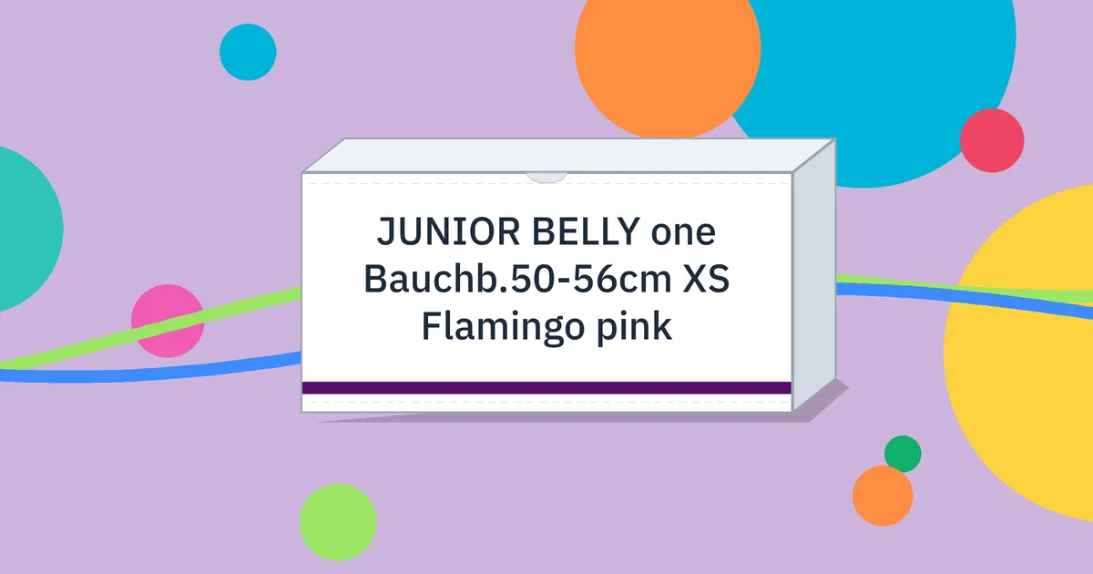 Symbolbild: Packung mit der Aufschrift JUNIOR BELLY one Bauchb.50-56cm XS Flamingo pink (PZN 13247788) – Verfügbarkeit und Bezug in Apotheken in Frankfurt am Main
