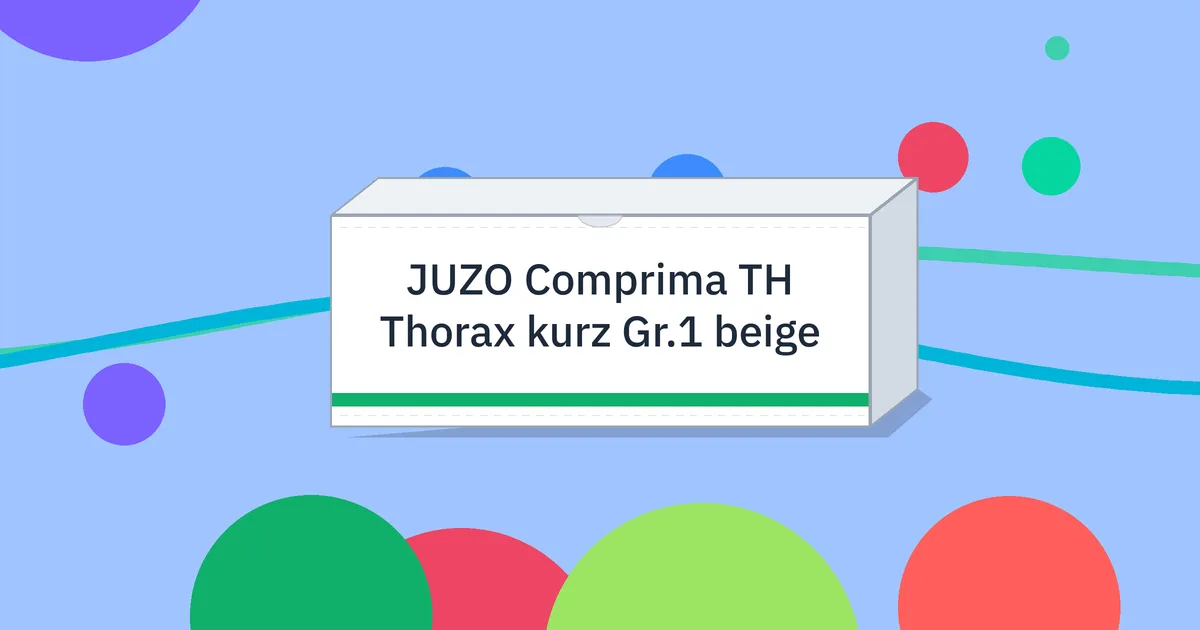 Symbolbild: Packung mit der Aufschrift JUZO Comprima TH Thorax kurz Gr.1 beige (PZN 20782186) – Verfügbarkeit und Bezug in Apotheken in Frankfurt am Main