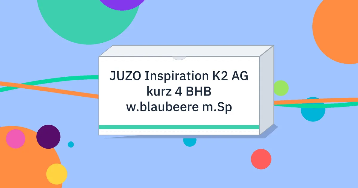 Symbolbild: Packung mit der Aufschrift JUZO Inspiration K2 AG kurz 4 BHB w.blaubeere m.Sp (PZN 14850067) – Verfügbarkeit und Bezug in Apotheken in Frankfurt am Main