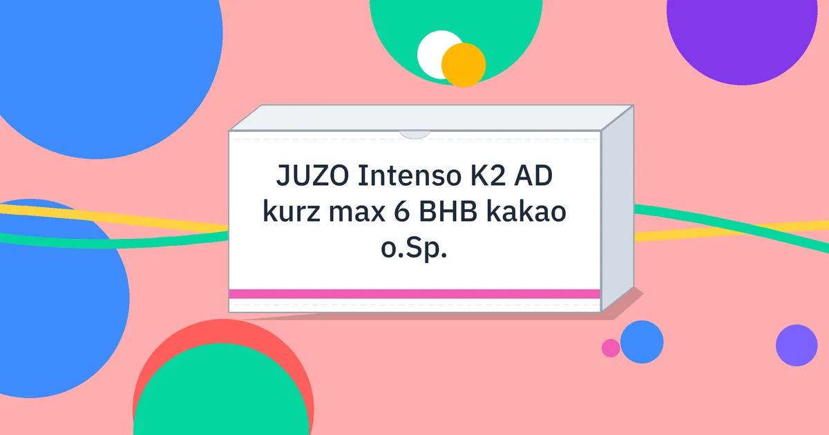 Symbolbild: Packung mit der Aufschrift JUZO Intenso K2 AD kurz max 6 BHB kakao o.Sp. (PZN 18626533) – Verfügbarkeit und Bezug in Apotheken in Frankfurt am Main