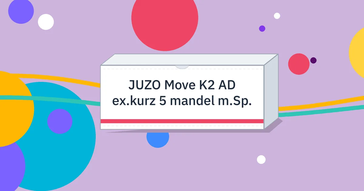 Symbolbild: Packung mit der Aufschrift JUZO Move K2 AD ex.kurz 5 mandel m.Sp. (PZN 16341140) – Verfügbarkeit und Bezug in Apotheken in Frankfurt am Main