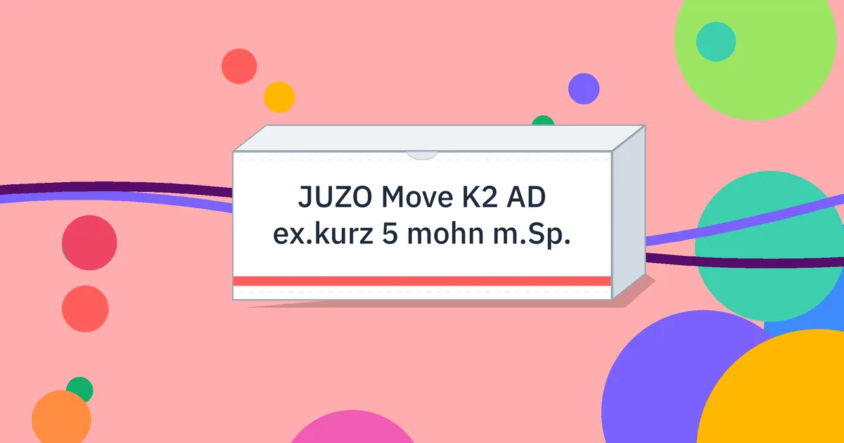 Symbolbild: Packung mit der Aufschrift JUZO Move K2 AD ex.kurz 5 mohn m.Sp. (PZN 18541593) – Verfügbarkeit und Bezug in Apotheken in Frankfurt am Main