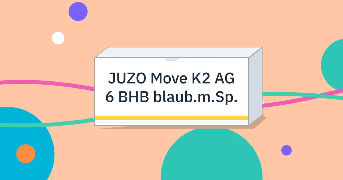 Symbolbild: Packung mit der Aufschrift JUZO Move K2 AG 6 BHB blaub.m.Sp. (PZN 18555810) – Verfügbarkeit und Bezug in Apotheken in Frankfurt am Main